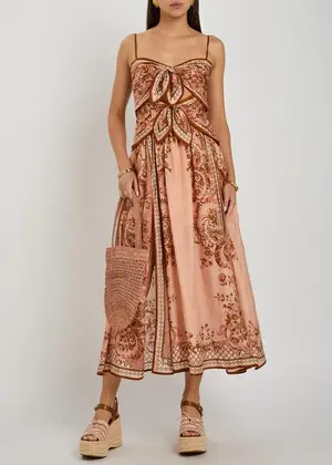 Zimmermann Aster Printed Silk Midi Dress - Pink