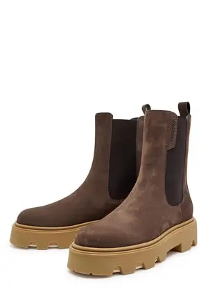 Moncler Suede Chelsea Boots - Brown