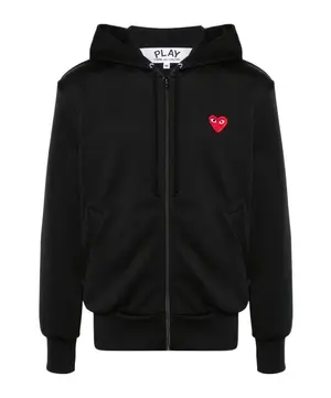 Comme Des Garçons Long-sleeved Zipper Sweatshirt - Black