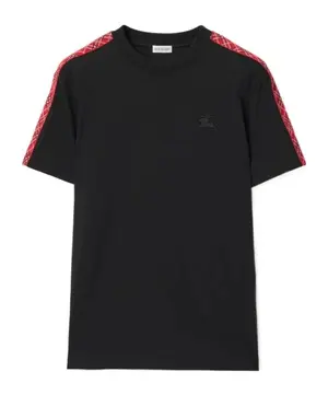 Burberry Check Trim Cotton T-shirt - Black