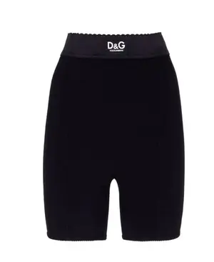 Dolce & Gabbana Dolce Gabbana Logo Printed Stretched Shorts - Black