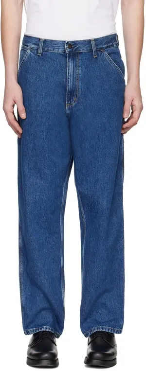 Carhartt Work In Progress Logo-patch Straight-leg Jeans - Blue