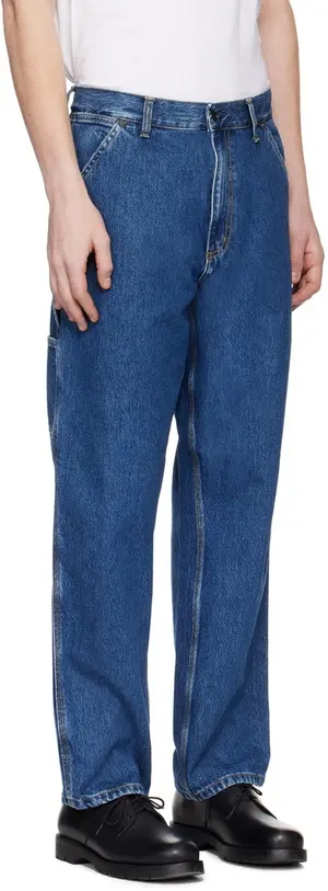 Carhartt Work In Progress Logo-patch Straight-leg Jeans - Blue