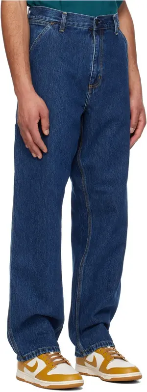 Carhartt Work In Progress Logo-patch Straight-leg Jeans - Blue