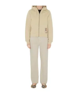 Burberry Logo Patch Zipped Drawstring Hoodie