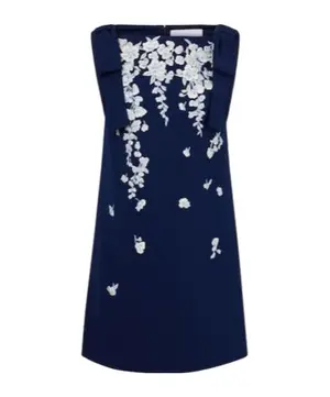 Carolina Herrera Embroidered Bow Detail Shift Dress