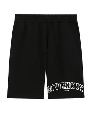 Givenchy Logo Embroidered Elastic Waist Shorts - Black