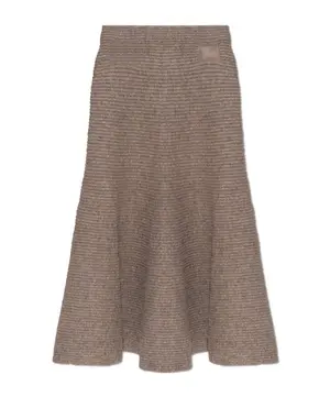 Burberry Asymmetrical Cut Flared Midi Skirt - Gray