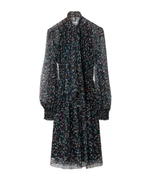 Burberry Ditsy Floral Silk Dress - Black