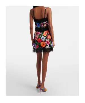 Dolce & Gabbana Floral Lace-trimmed Silk And Cotton-blend Mini Dress