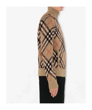 Burberry Checked Knitted Zip-up Jacket - Sand-colored