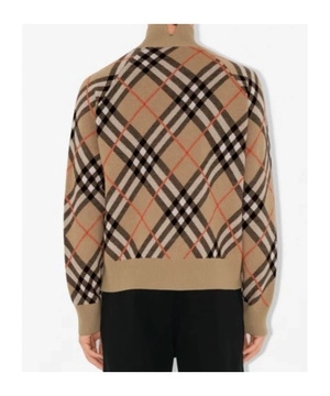 Burberry Checked Knitted Zip-up Jacket - Sand-colored