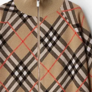 Burberry Checked Knitted Zip-up Jacket