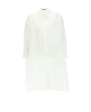 JIL SANDER Long-sleeved A-line Shirt Dress - White