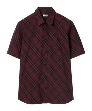 Burberry Relaxed Fit Check Cotton Shirt - Purple