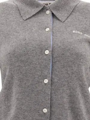 Miu Miu Long Sleeve Button-up Cardigan With Collared Neck