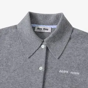 Miu Miu Long Sleeve Button-up Cardigan With Collared Neck