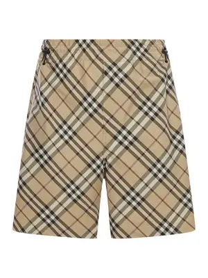 Burberry Check Printed Swim Shorts - Nude