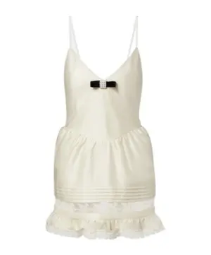 SHUSHU/TONG Lace-trimmed Wool And Silk Minidress - White