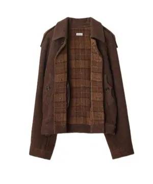 Burberry Checked Fringed Scarf Jacket