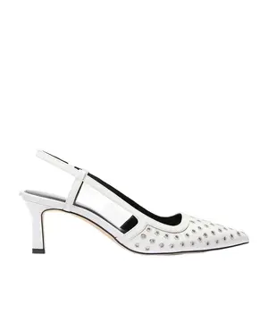 Michael Kors Alora Grommeted Slingback Pumps - Light White