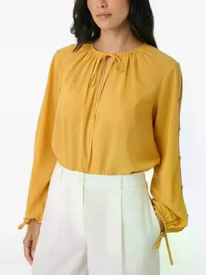 TOCCIN Tie-neck Gathered Blouse