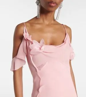 SELF-PORTRAIT Floral Appliqué Georgette Gown