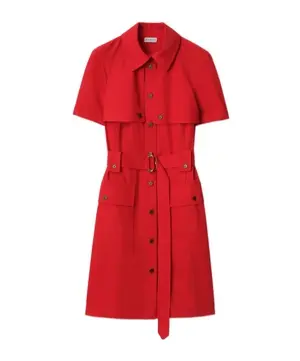 Burberry Wool Trench Dress - Crayon Red