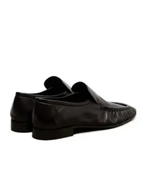 THE ROW Soft Leather Loafers With Gathered Toe And Block Heel