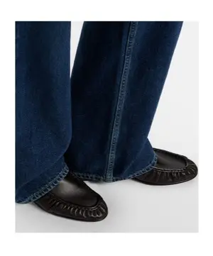 THE ROW Soft Leather Loafers With Gathered Toe And Block Heel