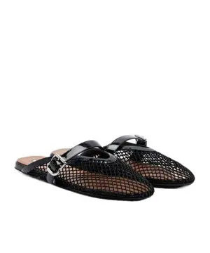 Alaïa Fishnet Leather-trimmed Mules - Black