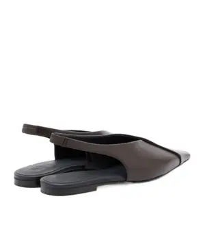 Brunello Cucinelli Dark Brown Leather Slingback Flats