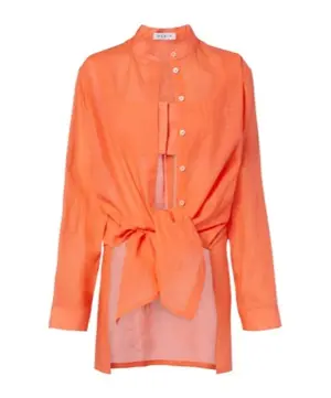 Alaïa Layered Cotton And Linen Shirt - Orange