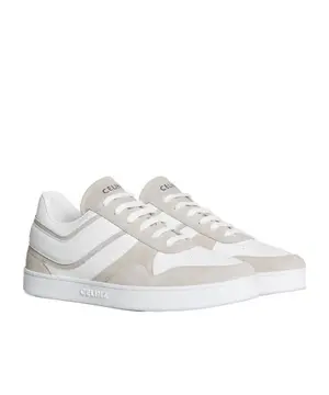 Celine Trainer Low Lace-up Sneaker In Suede Calfskin And Calfskin