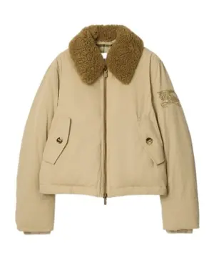 Burberry Shearling Collar Gabardine Jacket