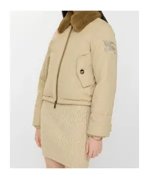 Burberry Shearling Collar Gabardine Jacket