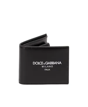 Dolce & Gabbana Dolce Gabbana Logo Printed Bi-fold Wallet - Black