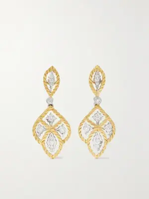Buccellati Toilée 18-karat Yellow And White Diamond Earrings - Gold