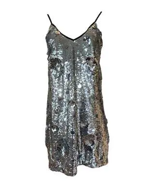 ANY OLD IRON Sequin Embellished Short Dress - Black/silver