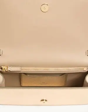 Valentino Garavani Vlogo Signature Mini Shoulder Bag In Laminated Grainy Calfskin With Jewel Logo - Gold/crystal