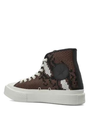 CONVERSE First String' Collection High-top Snakeskin-effect Leather Sneakers