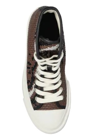 CONVERSE First String' Collection High-top Snakeskin-effect Leather Sneakers