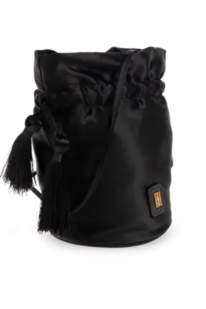 BY MALENE BIRGER Satin Drawstring Bucket Bag With Tassels