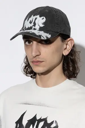 Acne Studios Cotton Baseball Cap With Graffiti Print