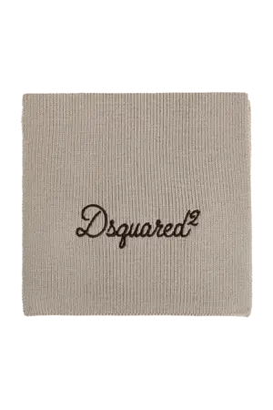 Dsquared2 Wool Scarf With Embroidered Logo - Grey