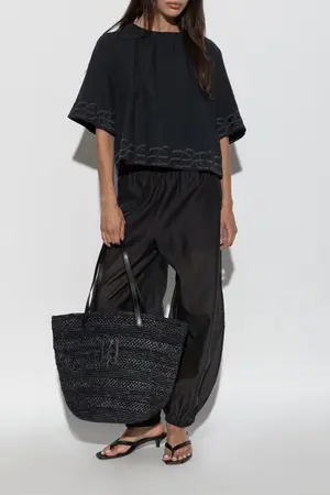 BY MALENE BIRGER Marian" Embroidered Linen Top - Black