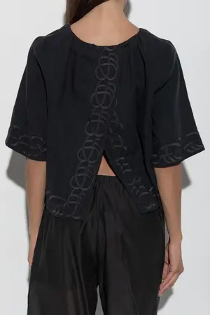 BY MALENE BIRGER Marian" Embroidered Linen Top - Black