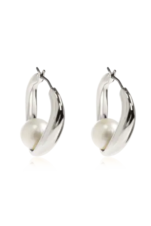 Kate Spade New York Hoop Earrings With Glass Pearl Accent - Silver