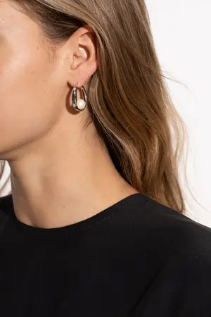 Kate Spade New York Hoop Earrings With Glass Pearl Accent - Silver
