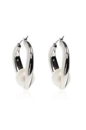 Kate Spade New York Hoop Earrings With Glass Pearl Accent - Silver